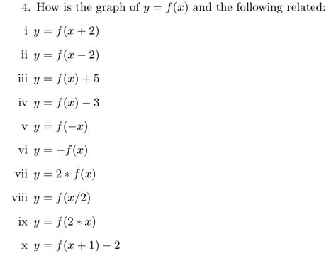Solved 4 How Is The Graph Of Y F X And The Following Chegg Com