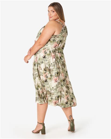 Riachuelo Vestido Midi Plus Size Feminino Evasê Amarração Folhagem