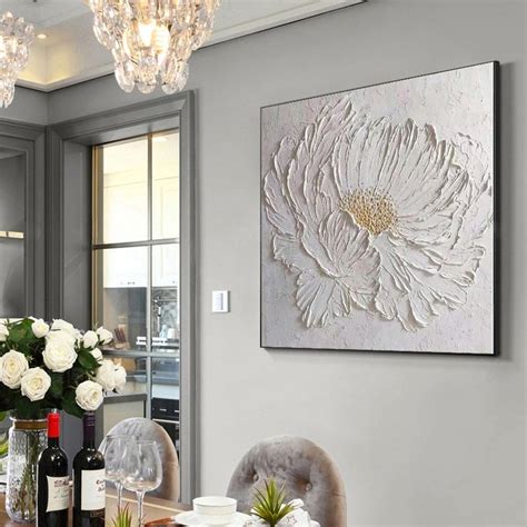 3d Large White Flower Oil Painting On Canvas Original Acrylic Etsy