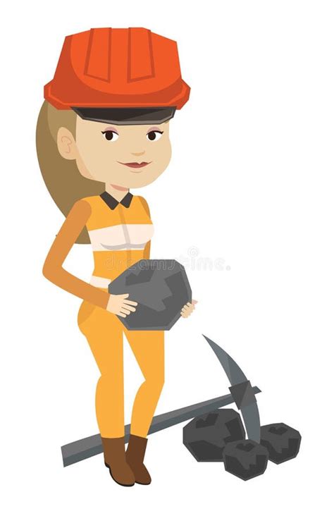 Miner Holding Coal In Hands Vector Illustration Stock Vector