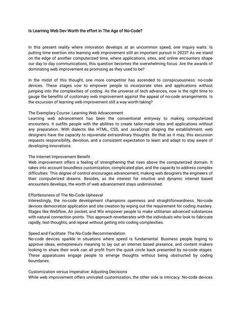 Pdf Is Learning Web Dev Worth The Effort In The Age Of No Code