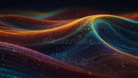 Abstract Flowing Lines Wave Digital Future Technology Concept Stock