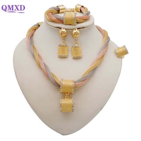 Fine African Gold Color Jewelry Set For Woman Dubai Wedding Necklace