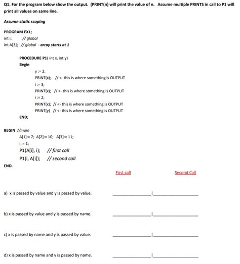 Solved Q For The Program Below Show The Output Print N Chegg