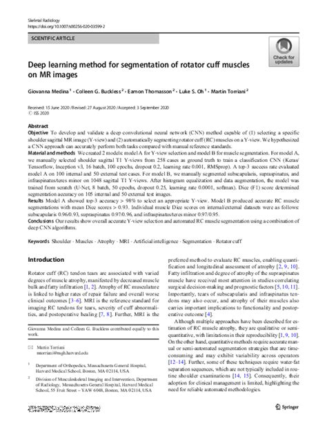Pdf Deep Learning Method For Segmentation Of Rotator Cuff Muscles On