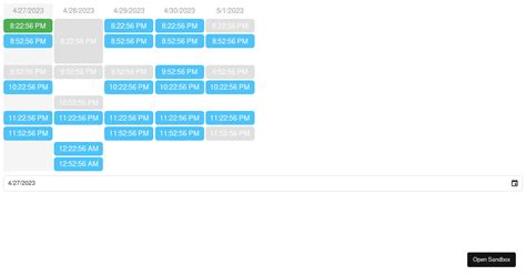 Overview Devextreme Calendar Forked Codesandbox