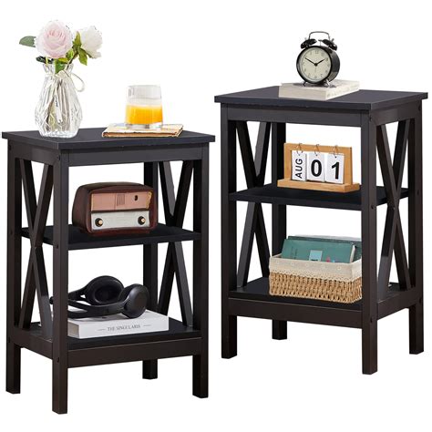Vecelo Modern Nightstands X Design Side End Table Night Stand With Storage Shelf For Bedroom