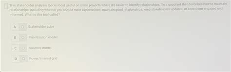Solved This Stakeholder Analysis Tool Is Most Useful On