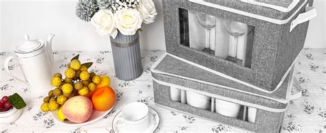 2 Pack Stemware Storage Cases Wine Glass Storage Box With Dividers