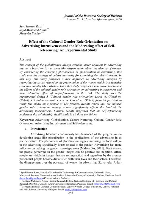 Pdf Effect Of The Cultural Gender Role Orientation On Advertising Intrusiveness And The