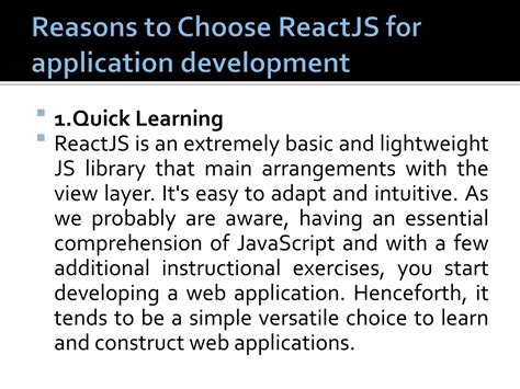 Ppt Reasons To Choose Reactjs For App Development Powerpoint Presentation Id