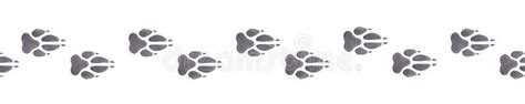 Seamless Border Animal Footprint Track Of Wild Wolf Fox Dog Gray