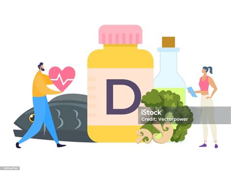 건강한 음식 비타민 D 다이어트 벡터 일러스트레이션 식품은 신체의 비타민 공급을 보충하는 데 도움이 됩니다 손에 심장 기호를