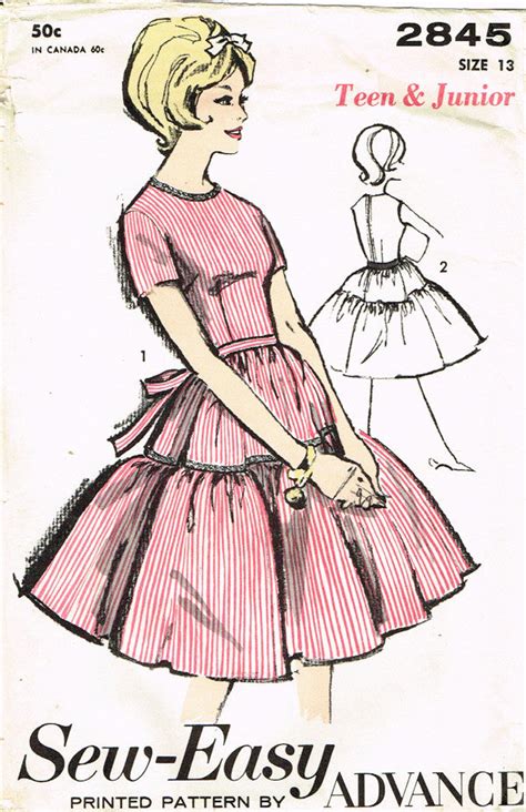 1960s Vintage Advance Sewing Pattern 2845 Uncut Girls Party Dress Size