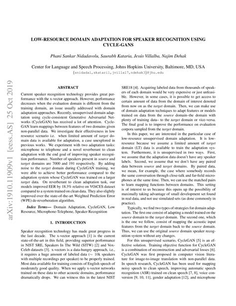 Low Resource Domain Adaptation For Speaker Recognition Using Cycle Gans