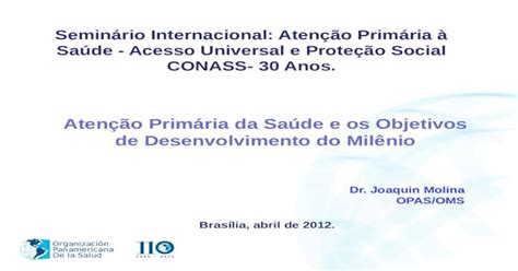 Ppt Organización Panamericana De La Salud Atenção Primária Da Saúde E