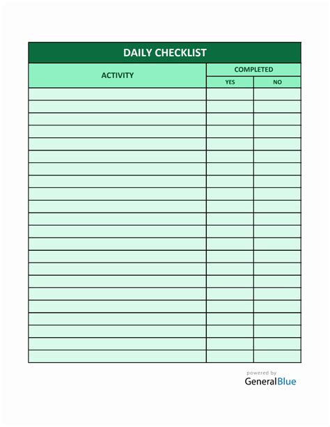 Checklist Template For Excel
