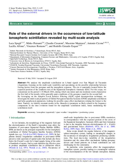 Pdf Role Of The External Drivers In The Occurrence Of Low Latitude Ionospheric Scintillation