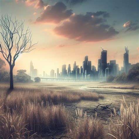 Visual Representation Of Climate Change Drought Impact On City AI