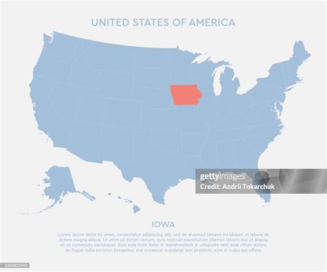 United States Of America State Iowa Usa Map High Res Vector Graphic