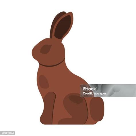부활절 초콜릿 토끼 아이콘입니다 흰색 바탕에 초콜릿 토끼 레이블입니다 만화 스타일입니다 벡터 일러스트 레이 션 초콜릿 토끼에