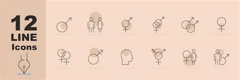 Набор гендерных символов включая мужские женские трансгендерные