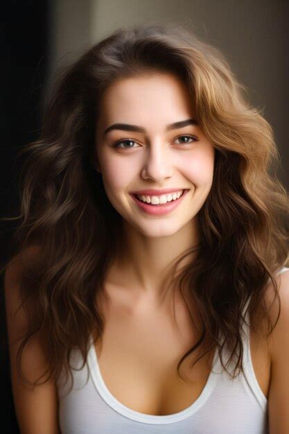 Premium Photo Woman With Long Hair Smiling At The Camera With Smile