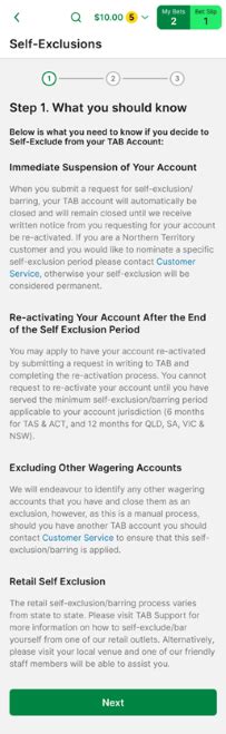Self Exclusion Ban Yourself From Betting With Tab New App