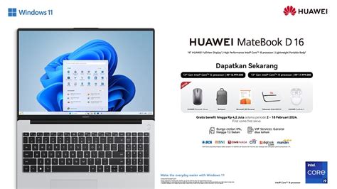 Huawei Rilis MateBook D 16 Laptop Besar Namun Ringan Pricebook