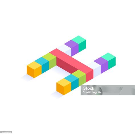 字母 H 等軸測彩色立方體 3d 設計三維字母向量插圖隔離在白色背景上向量圖形及更多打字體圖片 打字體 字母h 商務 Istock