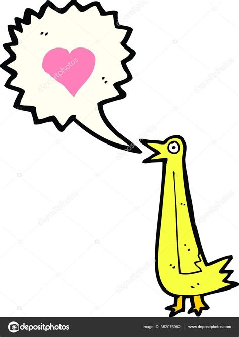 Cartoon Tweeting Bird Illustration White Background Stock Vector By