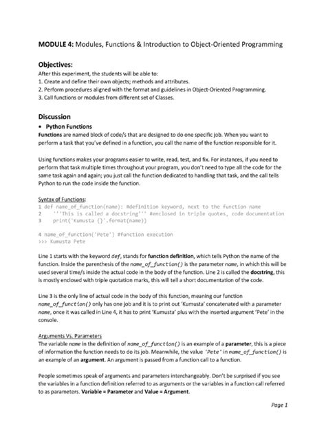 Module 4 Modules Functions And Intro To Oop Pdf