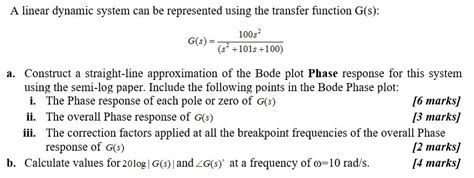 Solved A Linear Dynamic System Can Be Represented Using The