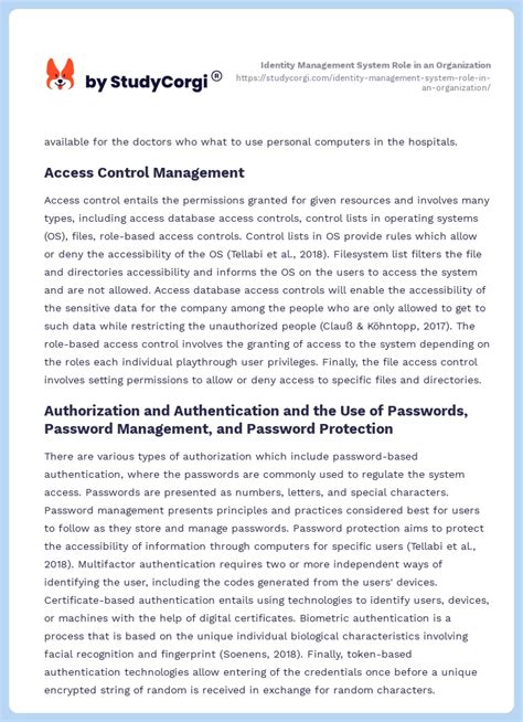 Identity Management System Role In An Organization Free Essay Example