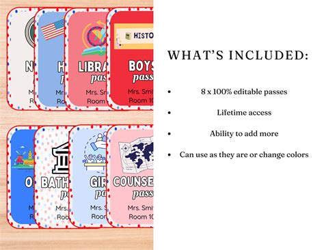 Printable Classroom Hall Passes Customizable Canva Template Etsy