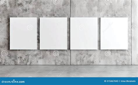 Modern Gallery Interior With Blank White Canvases Minimalist Art