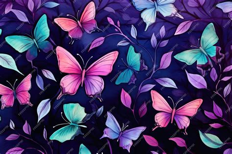 Borboletas Coloridas Em Aquarela De Ilustração De Cores Diferentes