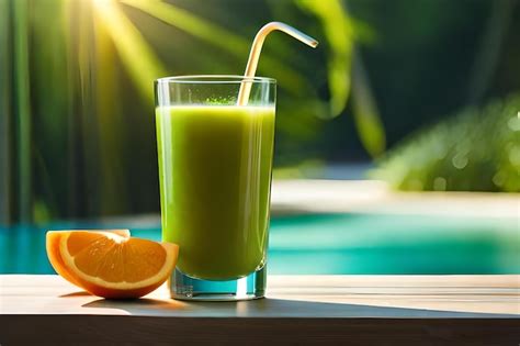 A Glass Of Green Juice Next To A Glass Of Green Juice Premium Ai