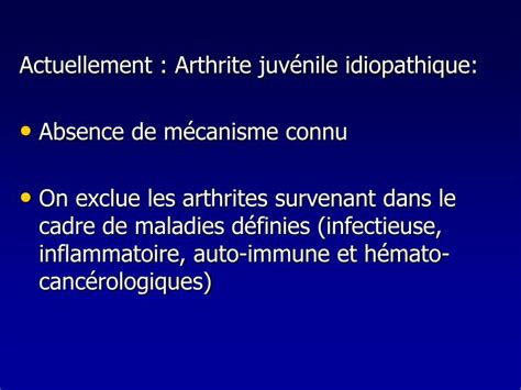 PPT ARTHRITE JUVENILE IDIOPATHIQUE PowerPoint Presentation ID