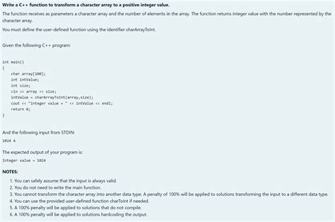 Solved Write A C Function To Transform A Character Array Chegg