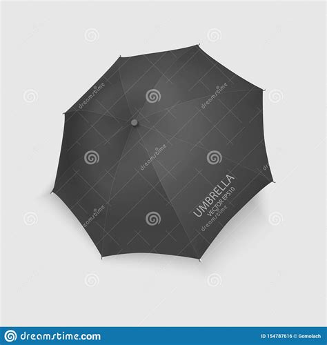Vector 3d Realistic Render Black Blank Umbrella Icon Closeup Isolated