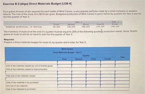 Solved Exercise 8 3 Algo Direct Materials Budget Lo8 4