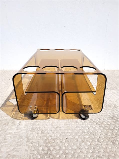 Table Basse Plexiglas Fumé 1970 Coucou Retro