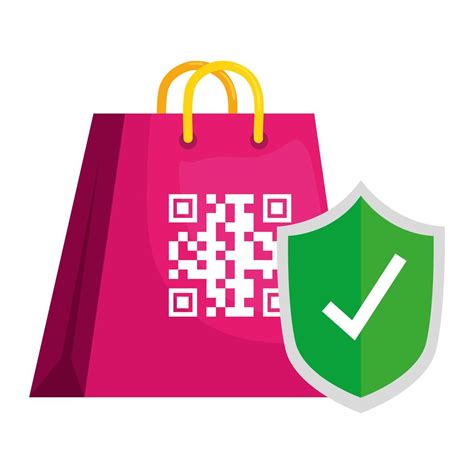 Qr Code Over Bag And Shield Vector Design 1909706 Vector Art At Vecteezy