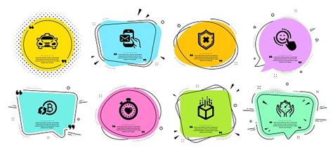타이머 택시 및 증강 현실 아이콘 세트 하트 비트 타이머 보호 및 메신저 메일 표지판을 거부합니다 벡터 가상현실에 대한 스톡