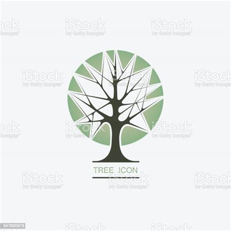 具有文本空間的簡單圖形樹圖示美麗的豪華橡木 Illustraion標籤的向量範本向量圖形及更多圖示圖片 圖示 橡樹 休閒活動 活動