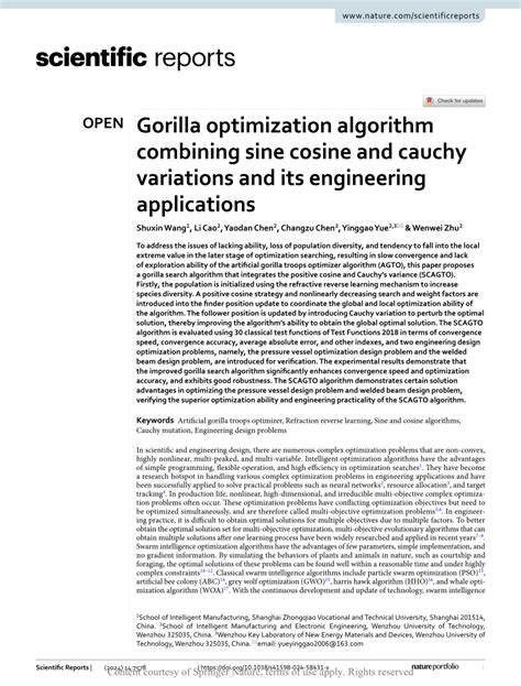 Pdf Gorilla Optimization Algorithm Combining Sine Cosine And Cauchy