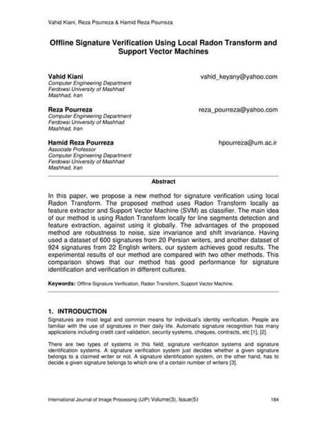 Offline Signature Verification Using Local Radon Transform And Support