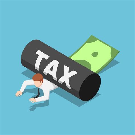 Premium Vector Flat 3d Isometric Businessman Being Rolled With Tax