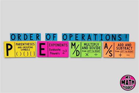My Math Resources Pemdas Order Of Operations Bulletin Board Poster Or